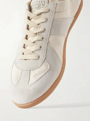 MAISON MARGIELA Replica Suede-trimmed Leather Sneakers - Neutrals