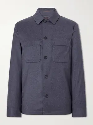 SLOWEAR Stretch-wool Flannel Overshirt - Blue