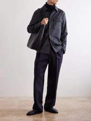 SLOWEAR Stretch-wool Flannel Overshirt