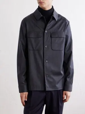 SLOWEAR Stretch-wool Flannel Overshirt