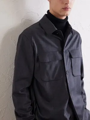 SLOWEAR Stretch-wool Flannel Overshirt