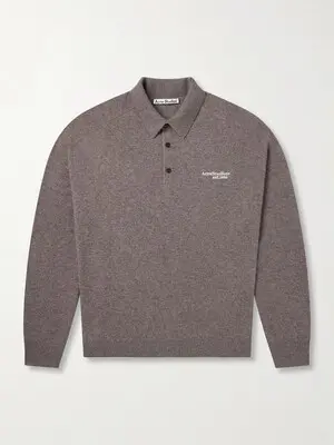 Acne Studios Oversized Logo-embroidered Wool And Yak-blend Polo Sweater