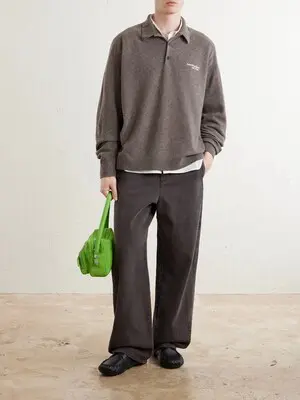 Acne Studios Oversized Logo-embroidered Wool And Yak-blend Polo Sweater