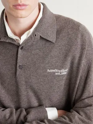 Acne Studios Oversized Logo-embroidered Wool And Yak-blend Polo Sweater
