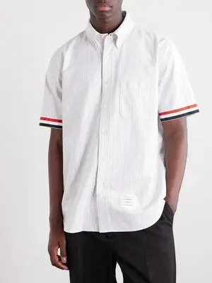 Thom Browne Logo-appliquéd Striped Cotton-oxford Shirt