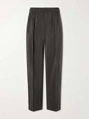 LEMAIRE Straight-leg Silk-blend Suit Trousers - Brown