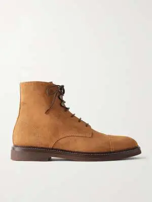 Brunello Cucinelli Suede Lace-up Boots - Camel