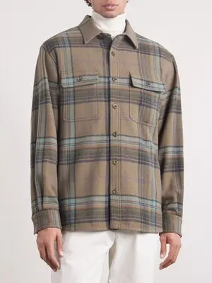 Ralph Lauren Purple Label Checked Wool And Cashmere-blend Flannel Overshirt