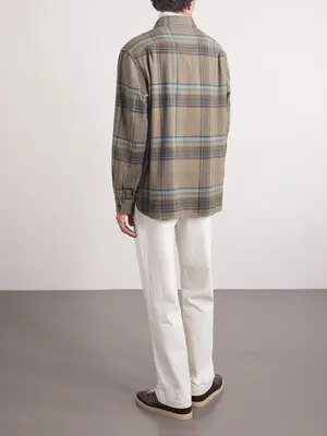 Ralph Lauren Purple Label Checked Wool And Cashmere-blend Flannel Overshirt