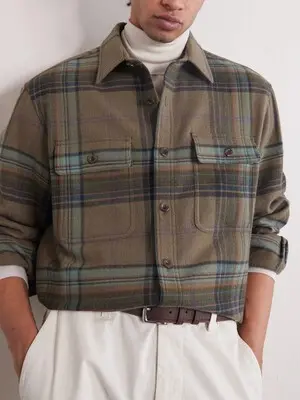 Ralph Lauren Purple Label Checked Wool And Cashmere-blend Flannel Overshirt