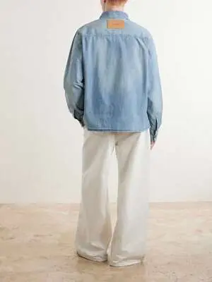 JW Anderson Slant Logo-appliquéd Panelled Denim Shirt