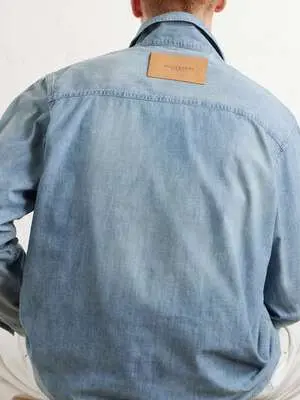 JW Anderson Slant Logo-appliquéd Panelled Denim Shirt