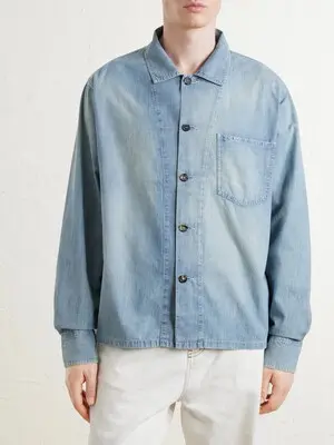 JW Anderson Slant Logo-appliquéd Panelled Denim Shirt