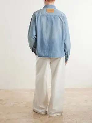 JW Anderson Slant Logo-appliquéd Panelled Denim Shirt