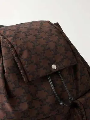 Celine Leather-trimmed Logo-print Shell Backpack