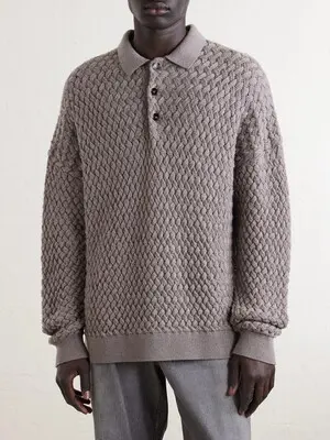 Bottega Veneta Intrecciato Wool Polo Sweater