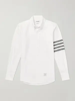 Thom Browne Logo-appliquéd 4-bar Embroidered Cotton-oxford Shirt - White