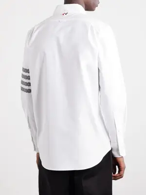 Thom Browne Logo-appliquéd 4-bar Embroidered Cotton-oxford Shirt - White