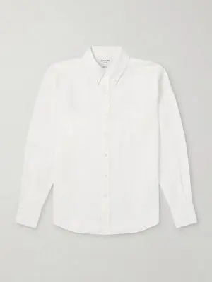 Thom Browne Logo-appliquéd 4-bar Linen Shirt