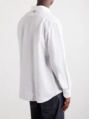 Thom Browne Logo-appliquéd 4-bar Linen Shirt