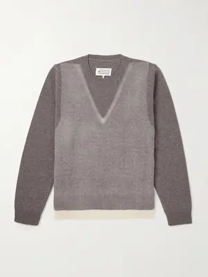 MAISON MARGIELA Fused Brushed Virgin Wool Sweater - Neutrals