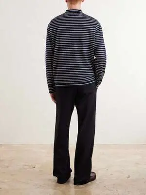 THE ELDER STATESMAN Striped Cashmere Polo Shirt