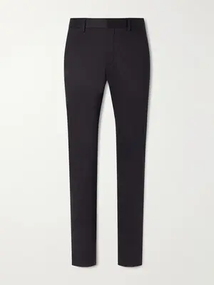 Zegna Straight-leg Stretch Cotton-twill Trousers - Black