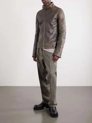 Rick Owens Release Panelled Full-grain Leather Jacket