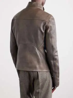 Rick Owens Release Panelled Full-grain Leather Jacket