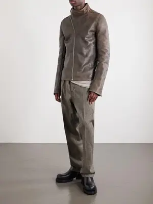 Rick Owens Release Panelled Leather Biker Jacket