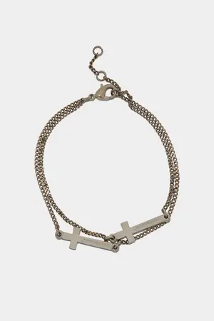 Dsquared2 Chain Bracelet With Crucifix Pendants - Silver