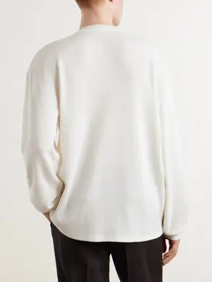 A.PRESSE Waffle-knit Cotton And Cashmere-blend Henley T-shirt