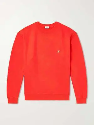 Celine Triomphe-embroidered Cotton-jersey Sweatshirt - Red