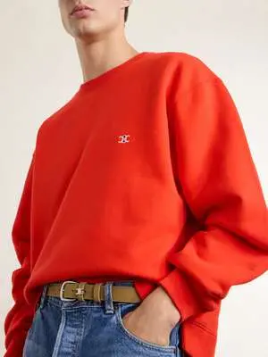 Celine Triomphe-embroidered Cotton-jersey Sweatshirt
