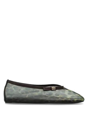GANNI Transparent Ballerinas With Animal Print