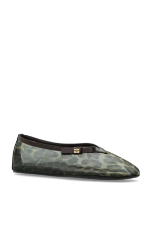 GANNI Transparent Ballerinas With Animal Print