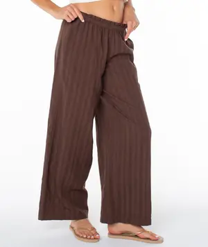 Roxy Offshore Wide Leg Pants - Chestnut Solid