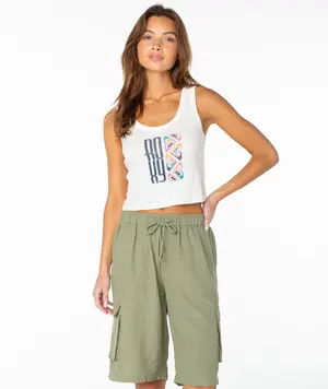 Roxy Oceanview Scoop Baby Rib Tank - Cloud Dancer Oceanview