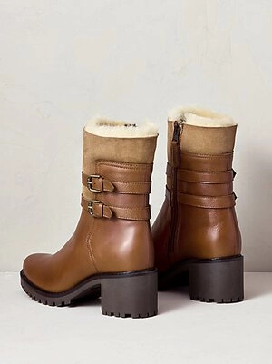 BOS & CO S Illana Shearling-lined Water-resistant Leather Boots - Rich Tan