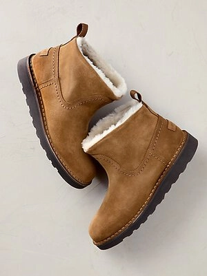 BOS & CO Thea Shearling-lined Water-resistant Suede Ankle Boots - Cognac/natural 2