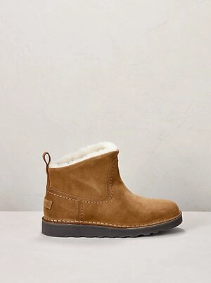 BOS & CO Thea Shearling-lined Water-resistant Suede Ankle Boots - Cognac/natural 2
