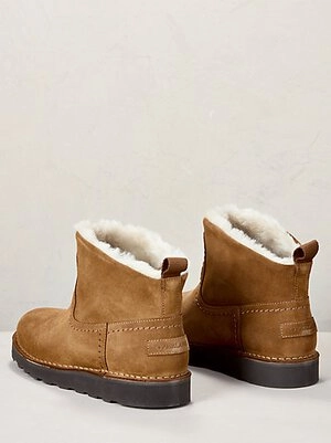 BOS & CO Thea Shearling-lined Water-resistant Suede Ankle Boots - Cognac/natural 2