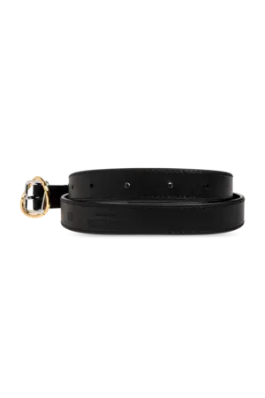 Jacquemus Salon Skinny Leather Belt With Gold Tone Buckle