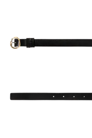 Jacquemus Salon Skinny Leather Belt With Gold Tone Buckle
