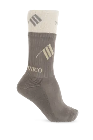 Attico Cotton Socks With Logo - Brown