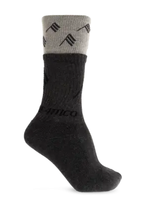 Attico Cotton Socks With Logo - Grey