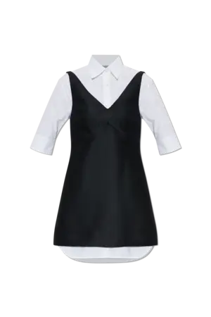 Balenciaga Dress With Combined Fabrics - Black