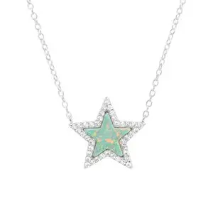 KAMARIA Silver / Green Opal Star Necklace Light Green & Silver