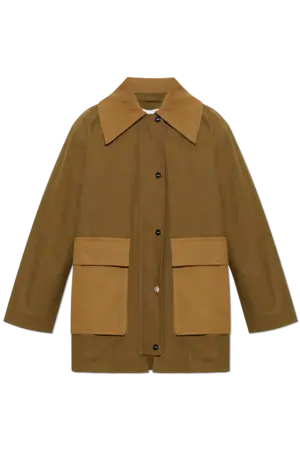 GANNI Cotton Jacket With Pocket - Green