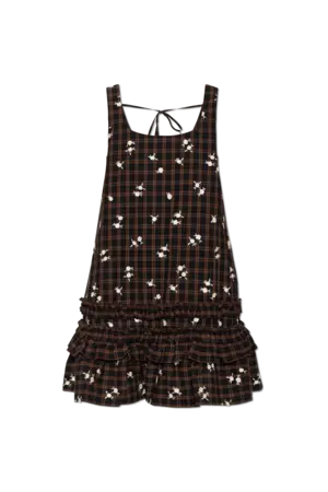 GANNI Dress With Floral Motif - Brown